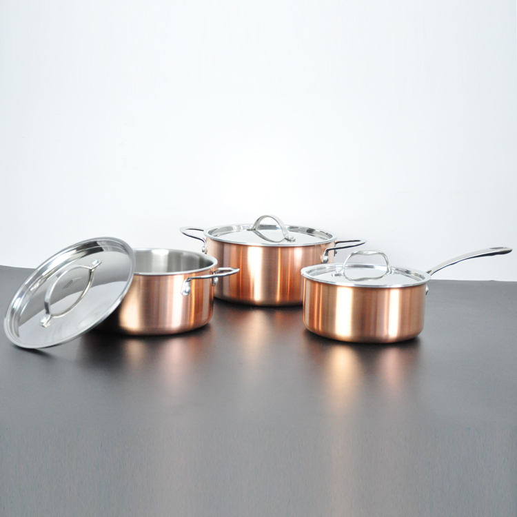 Copper Clad Cookware Set - 12pcs 3 Ply Induction Pots And Pans For Home ...