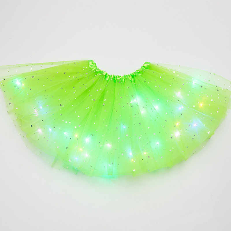 Flower Star Princess Girl Kids Light Tutu LED Skirt Tulle Skirt ...