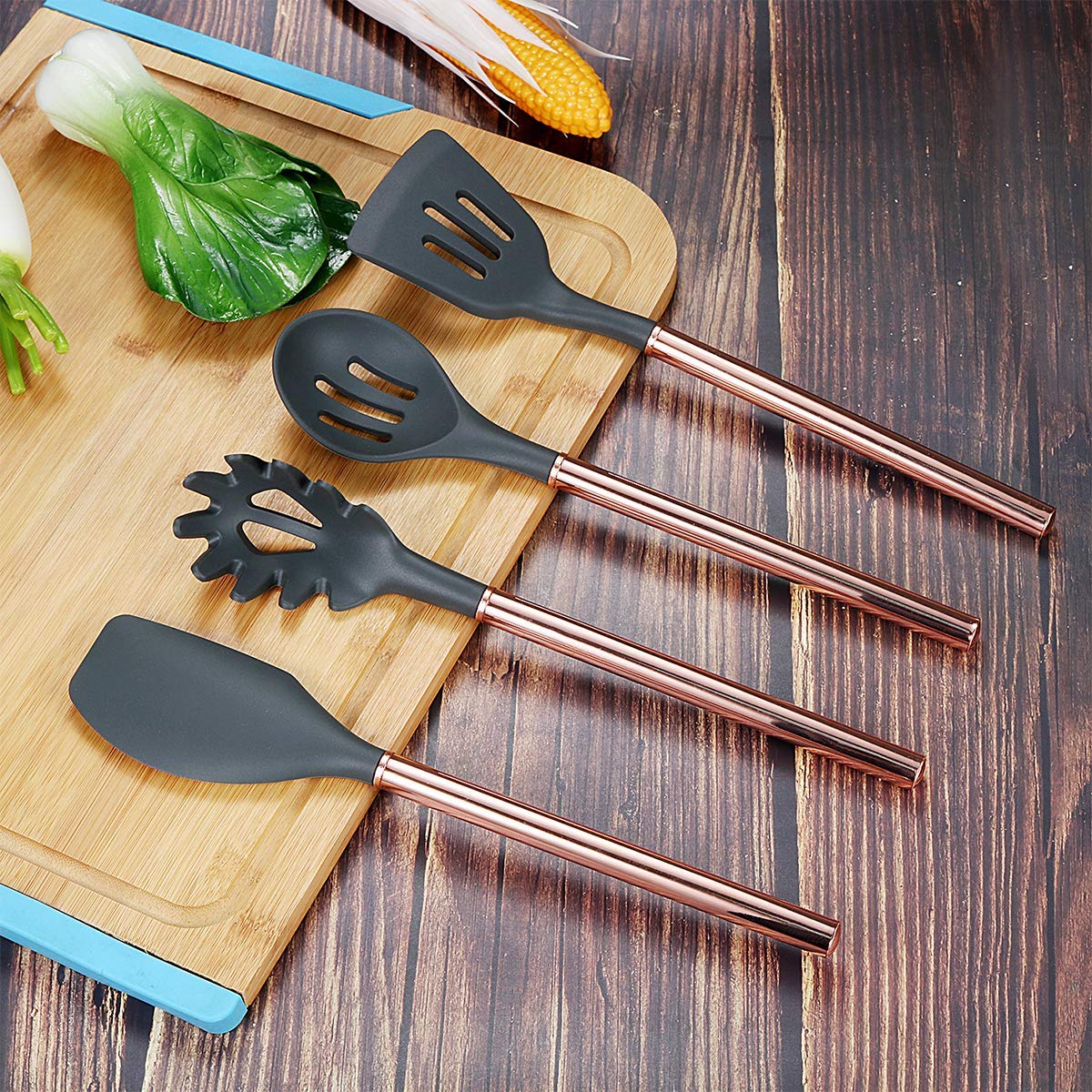 9PCS Rose Gold Silicone Cooking Utensils Set China Manufacturers ...