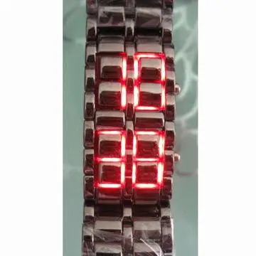 Silver Iron Samurai Led Watch With Volcanic Lava, Led Movement With ...