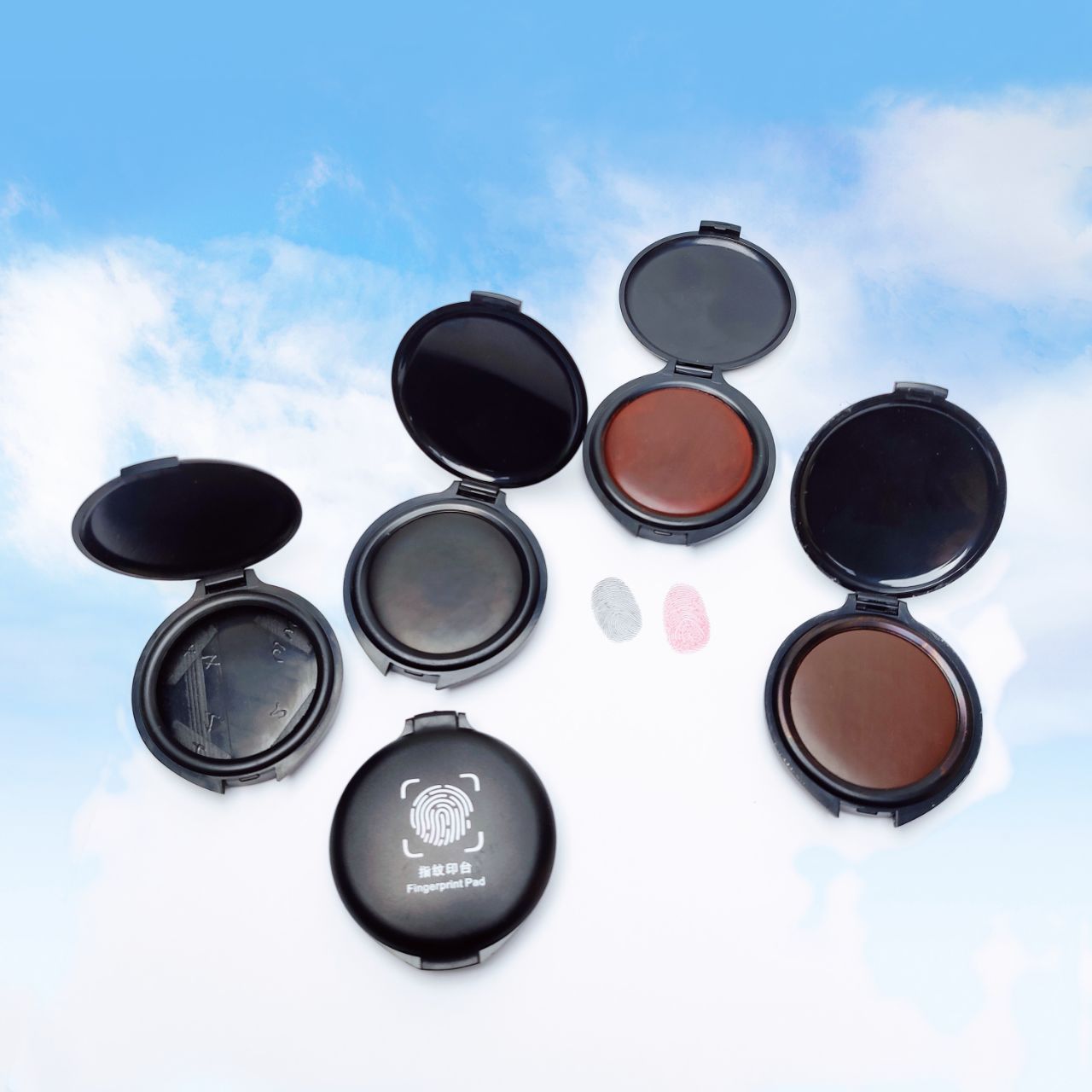 Red Blue Black Office Plastic Round Notary Stamp Pad For Fingerprint ...
