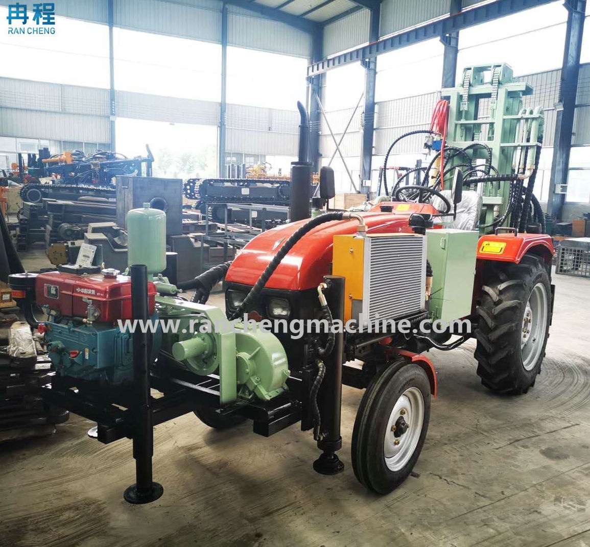 Hydraulic Water Well Drilling Rig For Hard Rock - Four-wheel Tractor ...