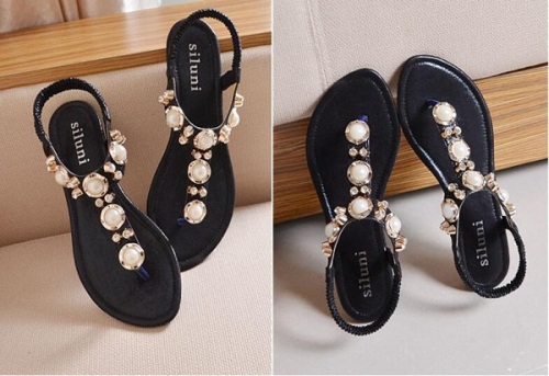Uniseason Flat Outdoor Beautiful Women Diamond Sandals, High Quality ...