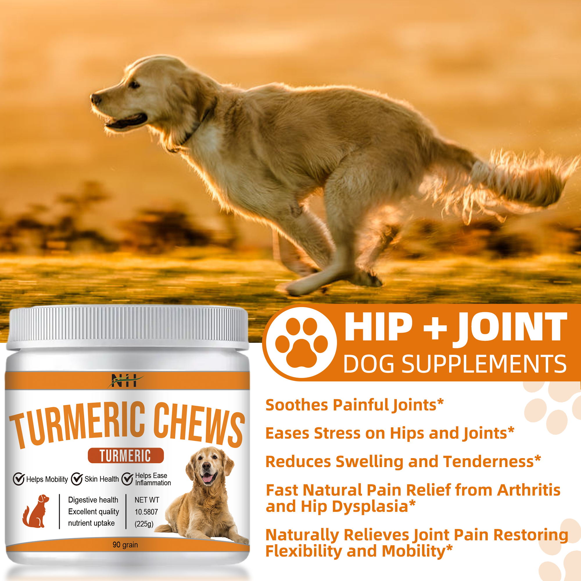 Niuxilai Organic Turmeric Supplement For Pet Dog Skin Health Food Chew ...