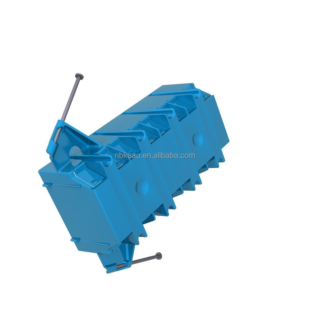 4-gang Blue Plastic New Work Standard Recessed Outlet Box Rectangular ...