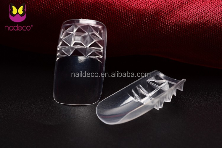 Nadeco Full Cover Acrylic Design Mixing Colors Glass Artificial Nails ...