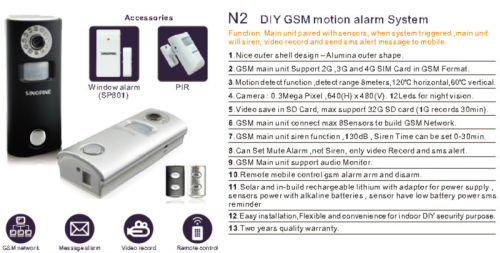Gsm Camera Sms Alarm System With Pir Sensor Door Sensor, High Quality ...