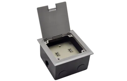 Multi-media Recessed Floor Box Network With Brushed Stainless Panel ...