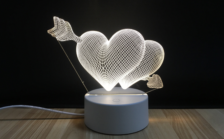Love Romantic 3d Arrow Through The Heart Led Night Light, High Quality ...