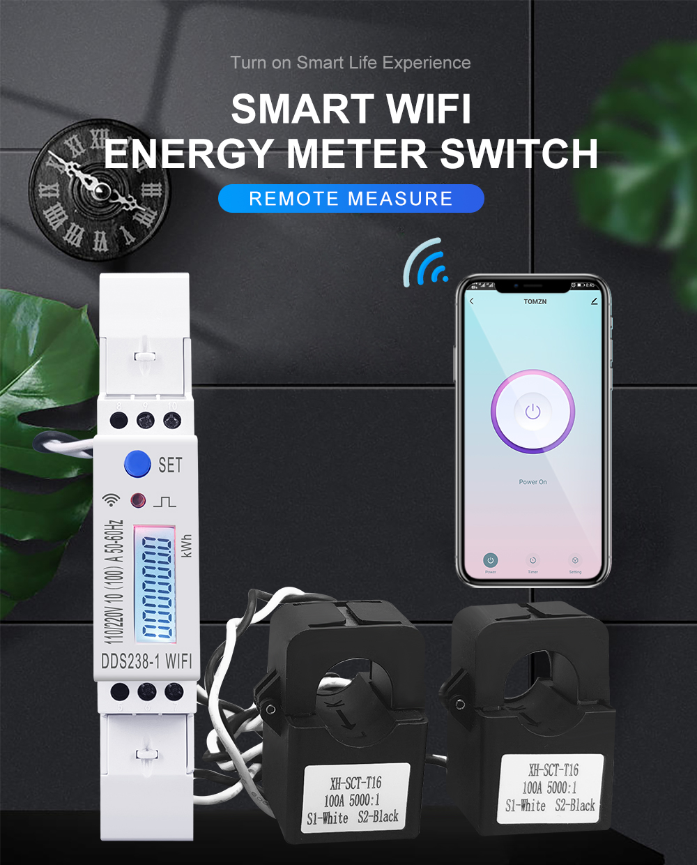 100a Din Rail Smart Energy Meter With Wifi, 2 Phase 3-wire Connection ...