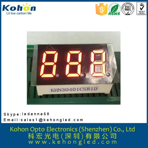0.40 Inch Common Cathode Three Digit Red Color Seven Segment Led ...