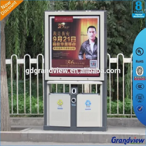 Street Standing Advertising Trash Bin Light Box, High Quality Street ...