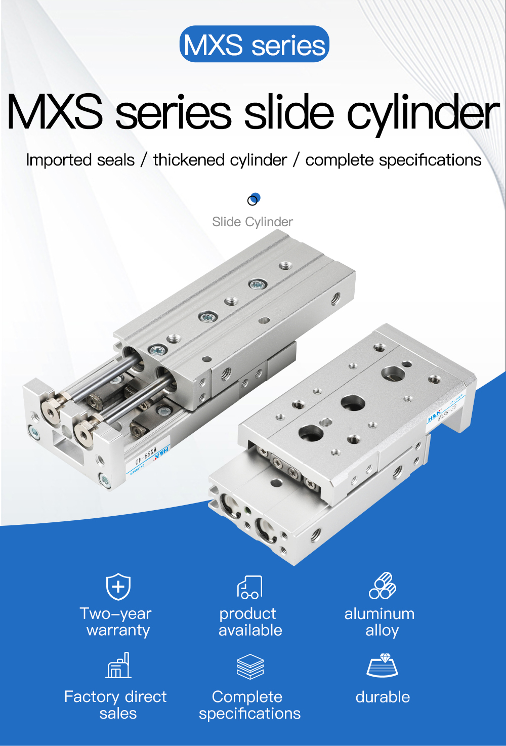 Pneumatic Sliding Table Cylinder With Linear Belt Guide Rail, High ...