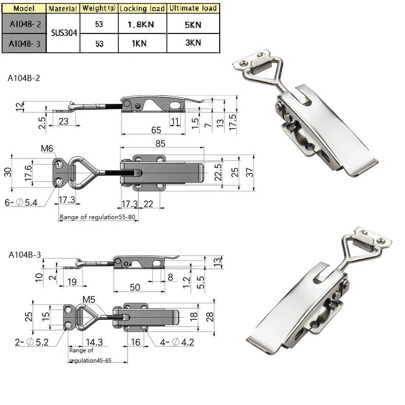 Stainless Steel Push Pull Toggle Clamps With Spring Loaded Latches ...