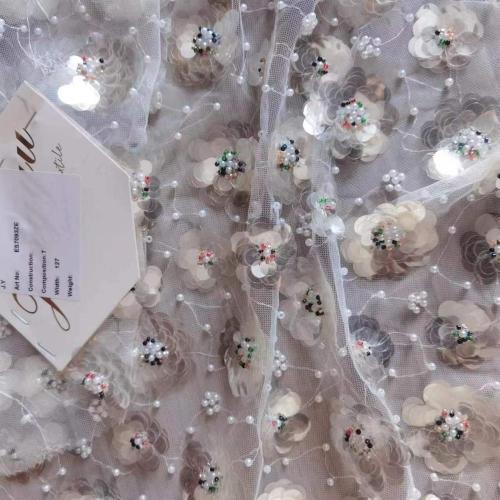 Sequin Emb Three-dimensional Flower Fabric, High Quality Sequin Emb ...