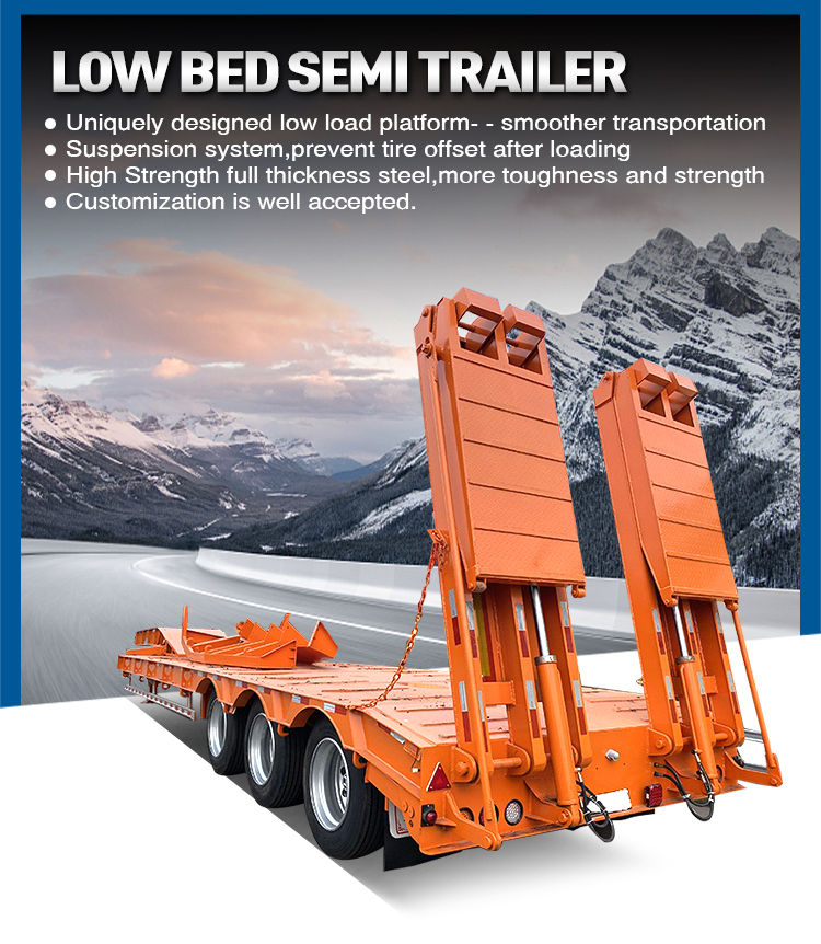 100 Ton 25 Ton Industrial 4 Axle Low Bed Flatbed Semi Trailer ...