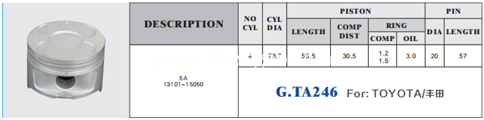 ชิ้นส่วนเครื่องยนต์สำหรับ Toyota 5afe Engine Piston 13101-15050 คุณภาพ ...