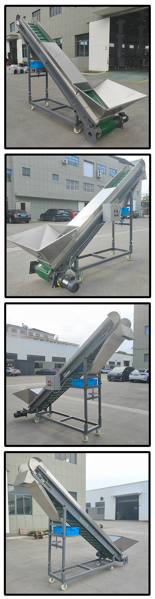 Lvdao Automatic Motorized Incline Belt Conveyor With Climbing Pu Pvc ...