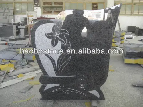 Black Granite Rose Laser Etched Headstones, High Quality Black Granite ...