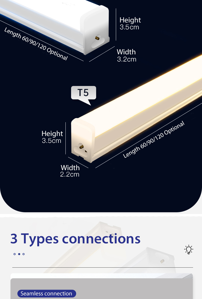 Ce Linkable Integrated Led T5 Light Tube, 2ft, 9w 800 Lumens, 5000k ...
