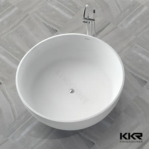 White Matte Solid Surface Round Stone Resin Bathtub Kkr B002 High