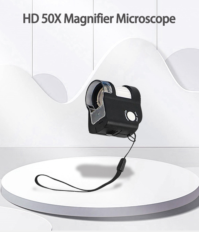 Portable Mini Led Hd Uv Acrylic 50x Loupe Magnifier Microscope For ...