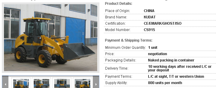 Quadrant Type Transmission Shaft Front End Wheel Loader High Breakout ...