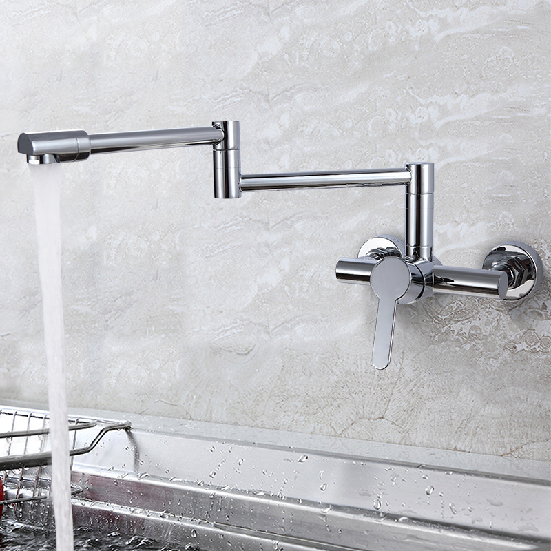 Wall Mounted Foldable Extendable Double Hole Sink Faucet, High Quality ... Wall Mounted Foldable Extendable Double Hole Sink Faucet, High Quality ...