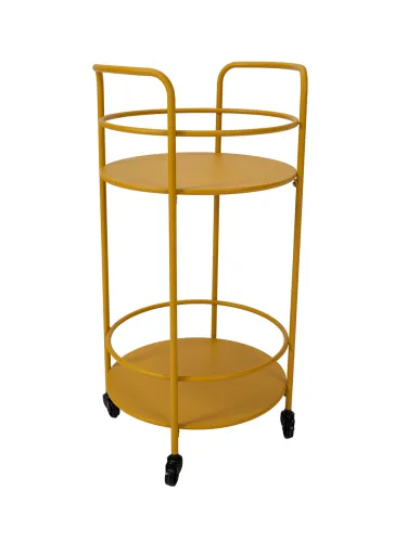 2-tier Metal Round Rolling Cart With Handle, High Quality 2-tier Metal ...