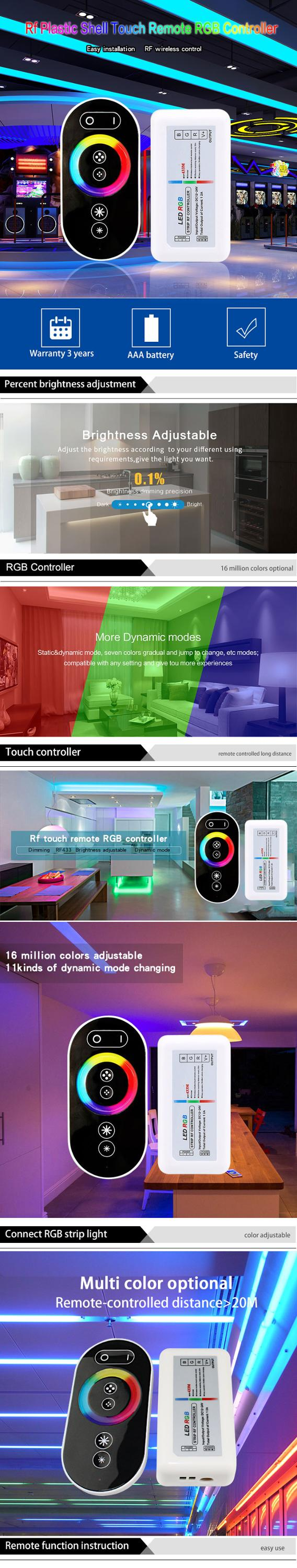 6-key Touch Rgb Controller 24v 12vdc 18a Rf Remote Control For Led ...