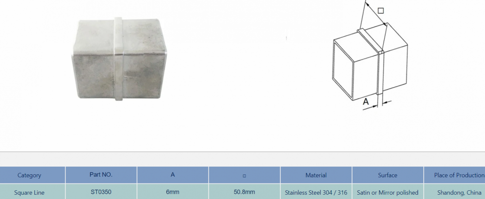 Stainless Steel Square Tube Joiner In-line คุณภาพสูง Stainless Steel ...