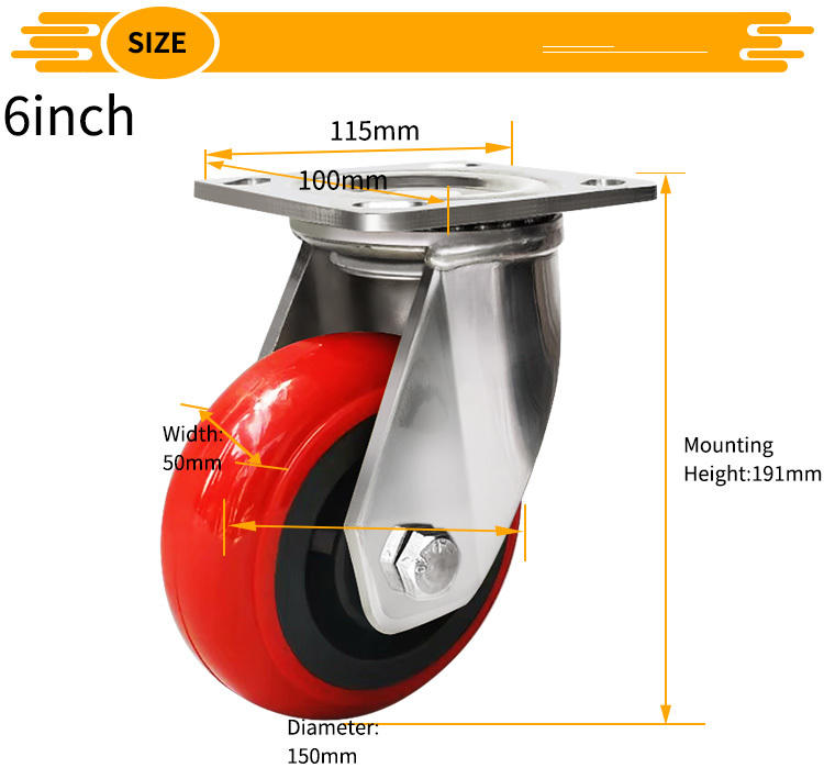 6-inch Stainless Steel Universal Wheels, High Quality 6-inch Stainless ...