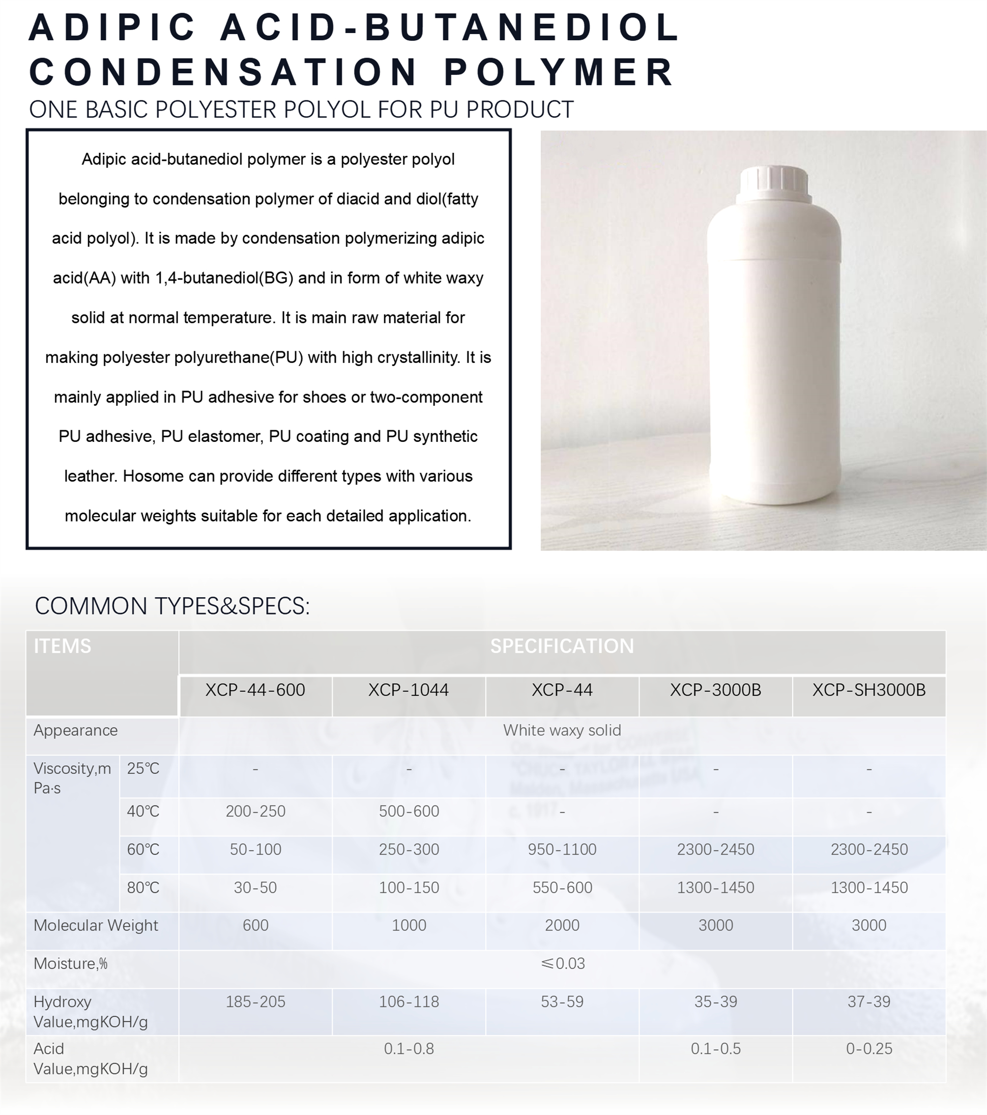 Hosome Adipic Acid Butanediol Polymer/polyester Polyol For Pu ...