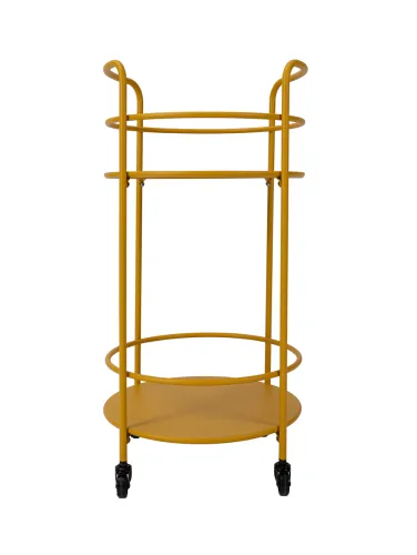 2-tier Metal Round Rolling Cart With Handle, High Quality 2-tier Metal ...