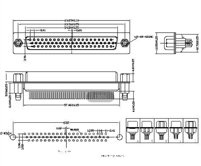 D-SUB 62P PCB Female Three Row Straight(stamped Pin) China Manufacturer