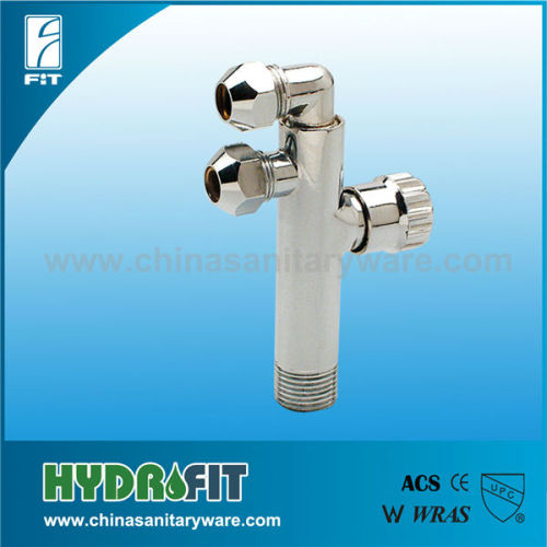 Brass Angle Ball Valve With Two Outlets Polished Chrome Plated, High ...