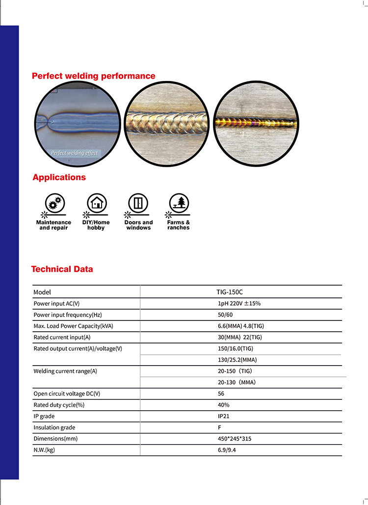 Portable Dc Inverter Tig Welding Machine Tig-150c With Clean Function ...