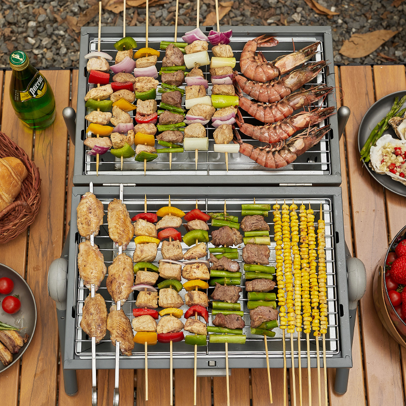 Double Grille Portable Charcoal Grill Camping Thickened Outdoor ...