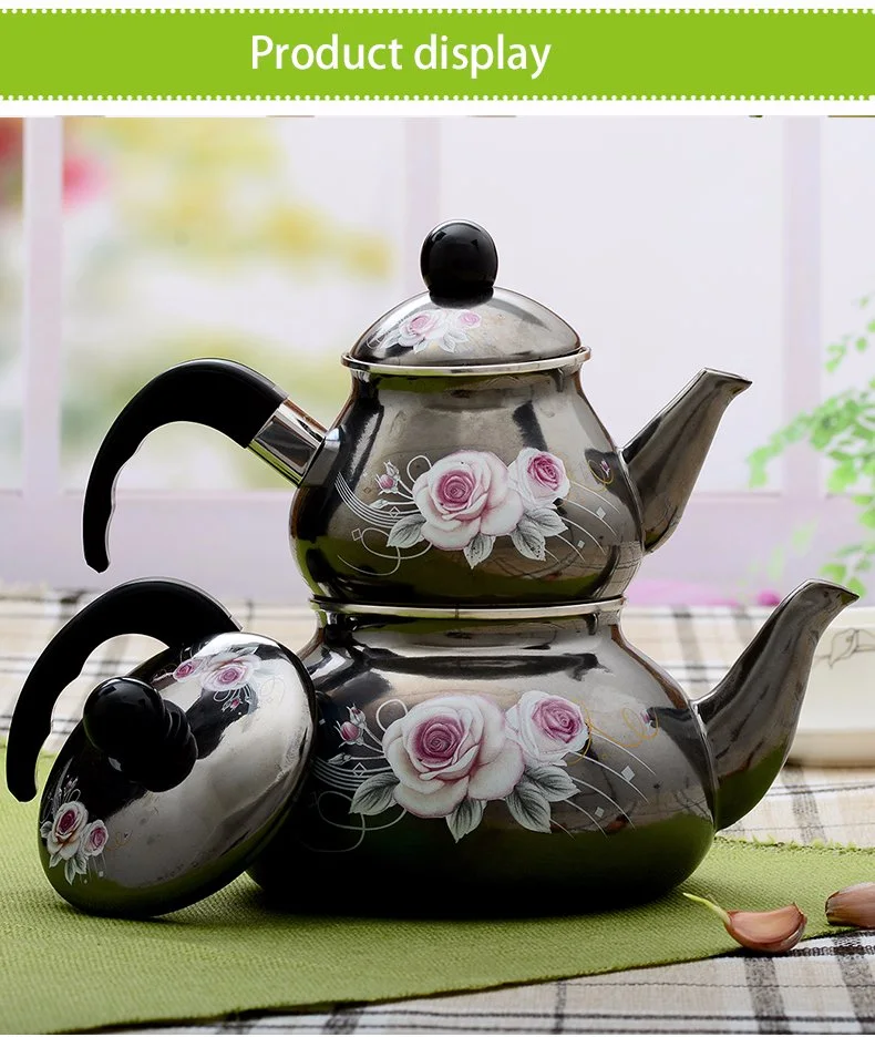2.5l+0.9l Double Layers Mirror Glazed Enamel Teapot With Bakelite ...