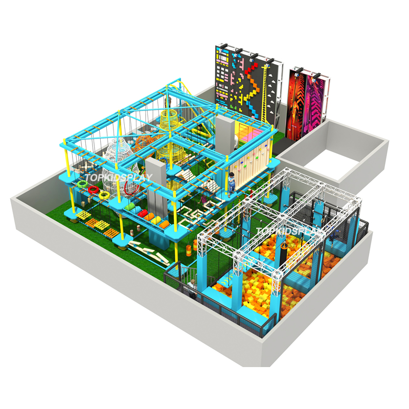 Customized Adventure Trampoline Park: Kids Climbing Wall Structures And ...