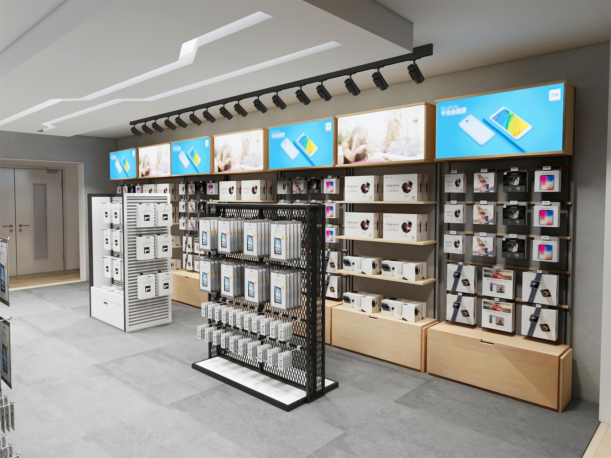 Mobile Shop Interior Design: Wall Shelf And Display Stand Furniture ...