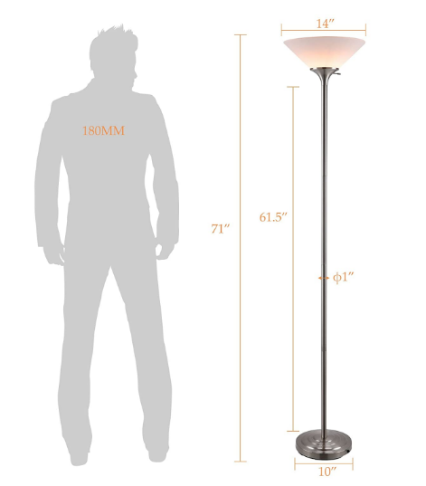 Stainless Steel Modern Tall Torch Lamp With Led Bulb For Living Room ...