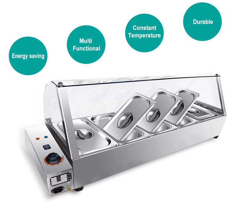 Ruitai 5-pan Buffet Steam Table Bain Marie Glass Food Warmer, High ...
