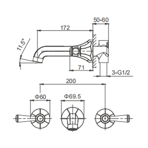 Mixer Basin Mount Wall Hexagon, kualitas tinggi Mixer Basin Mount Wall ...