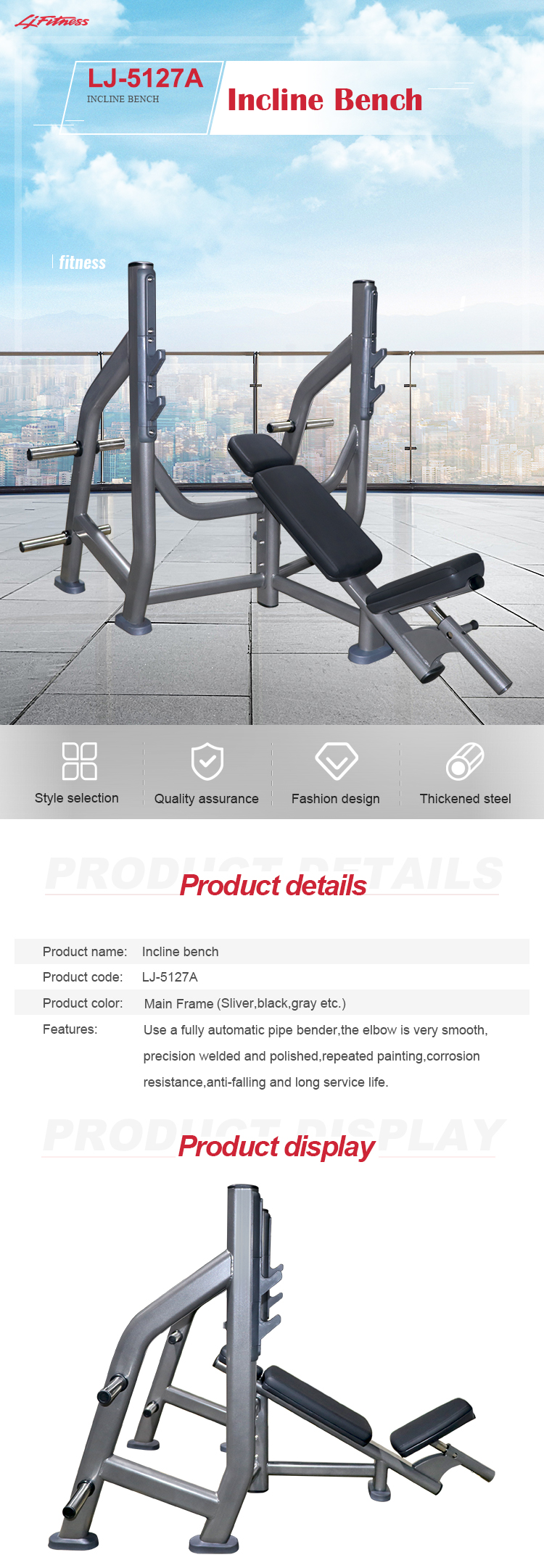 Bangku Latihan Dalam Ruangan Incline Fitness Bench Press, kualitas ...
