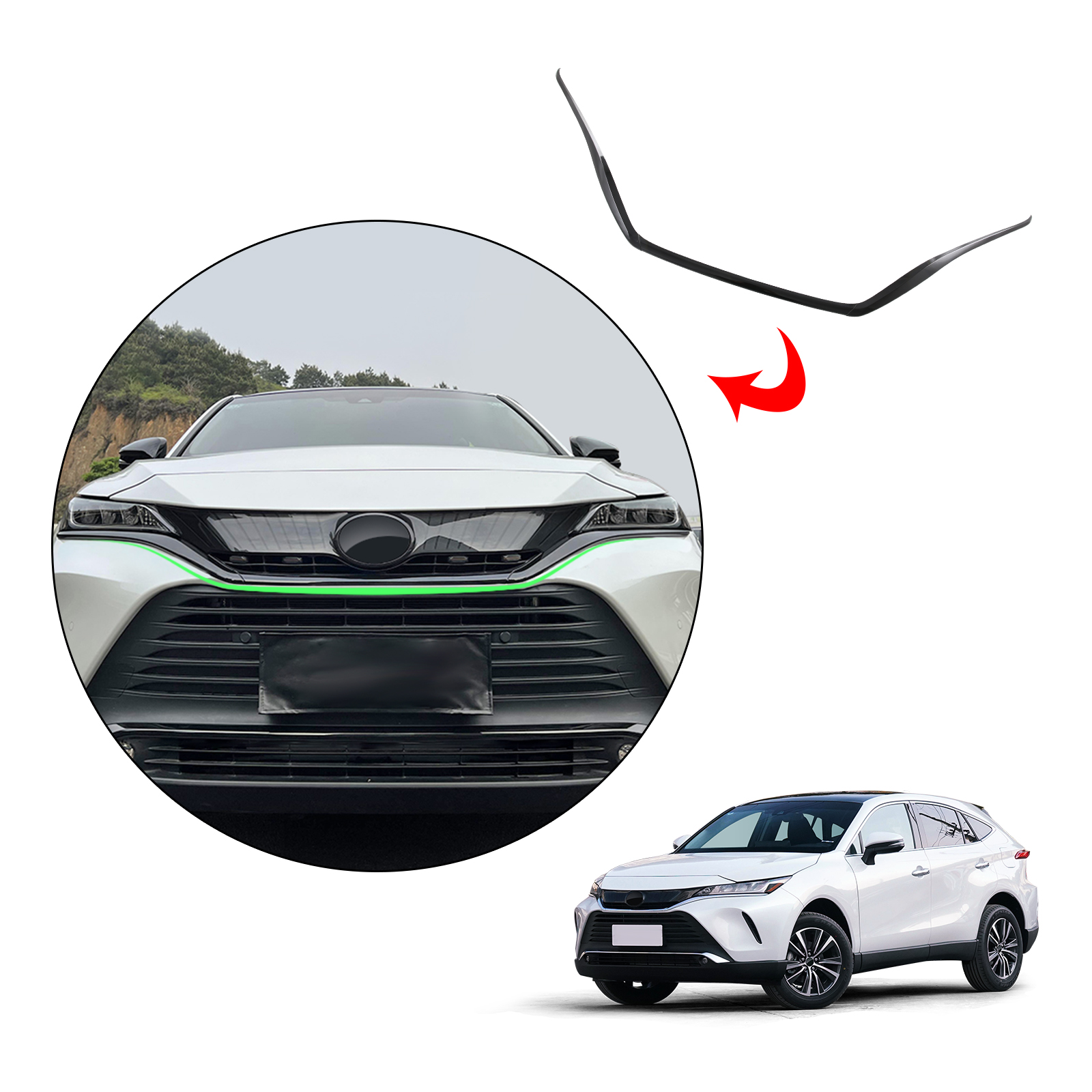 Glossy Black Front Grille Insert Trims For Toyota Harrier 2022, High ...