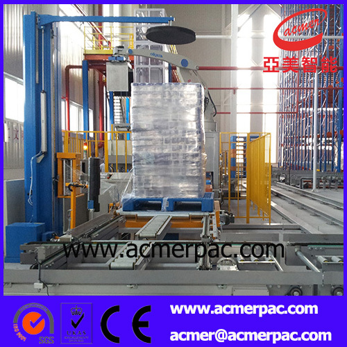 D1 In-line Top Sheet Dispenser + T6 Fully Automatic Pallet Wrapper ...