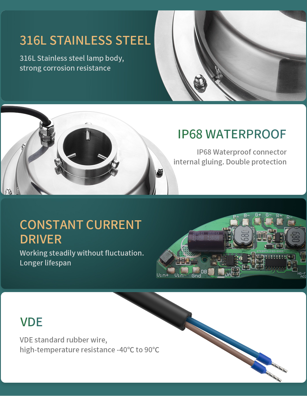 Ip68 Waterproof 24v Dc 18w Stainless Steel 316l Low Voltage Fountain ...