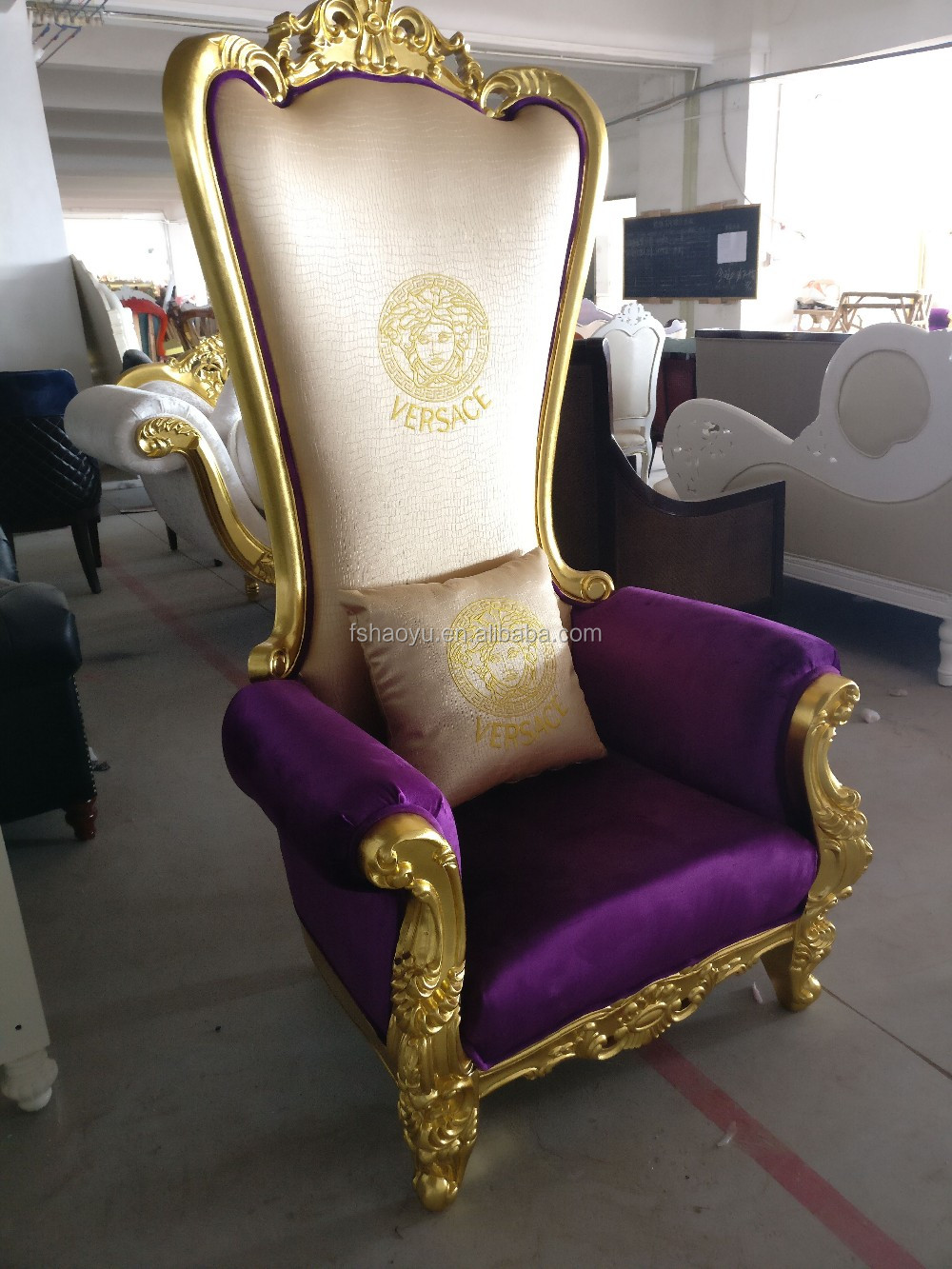 Purple Leather Hotel High Back Chair, High Quality Purple Leather Hotel ...