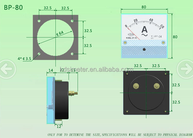 Bp-80 Ac Voltmeter 300v Analog Voltmeter Easy Installation Square Type, High Quality Bp-80 Ac ...